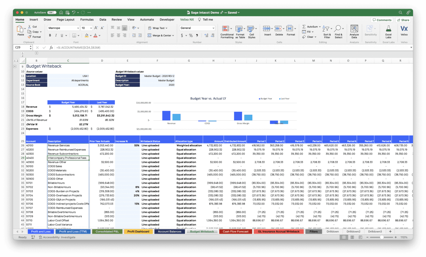 Streamline budgeting & allocation for Sage Intacct in Excel - Velixo