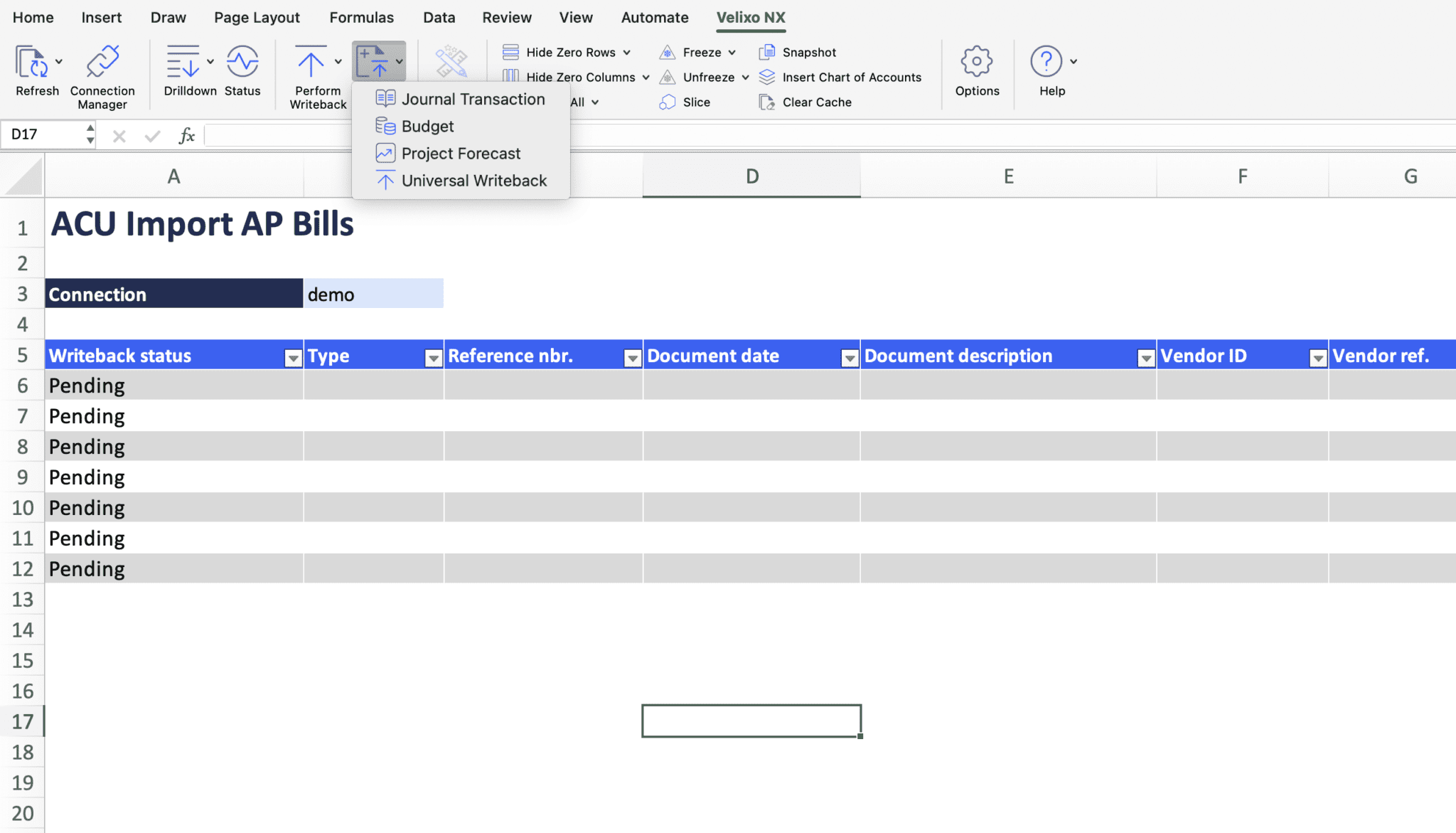Data push to ERP from Excel to automate manual tasks - Velixo